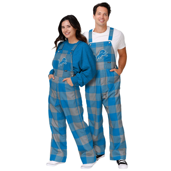 Detroit Lions NFL Mens Plaid Bib Overalls