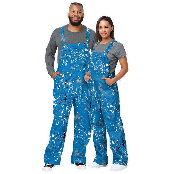 Detroit Lions NFL Womens Paint Splatter Bib Overalls