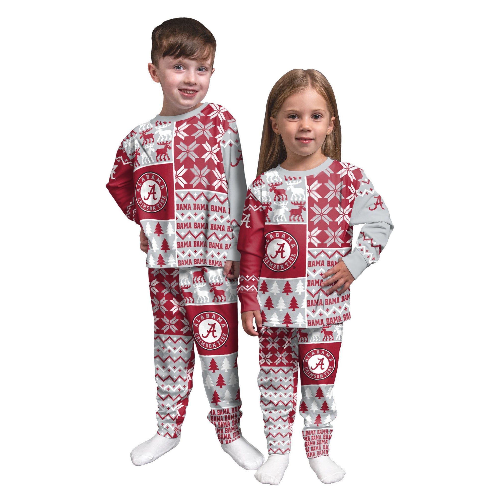 Alabama Crimson Tide NCAA Busy Block Family Holiday Pajamas