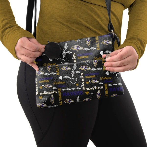 Baltimore Ravens NFL Logo Love Crossbody Purse