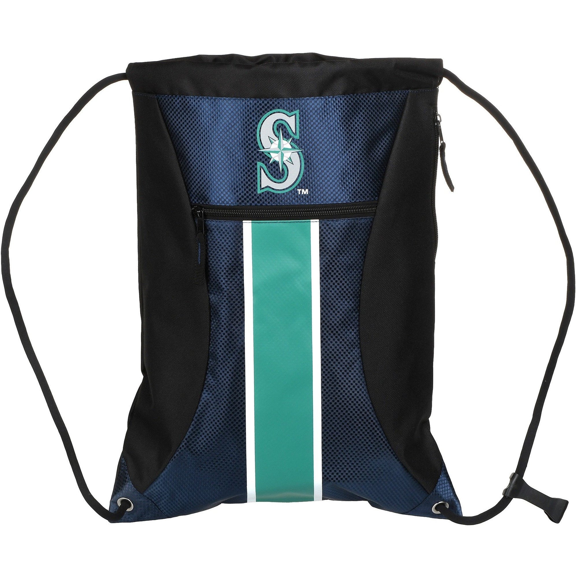 Seattle Mariners MLB Big Stripe Zipper Drawstring Backpack