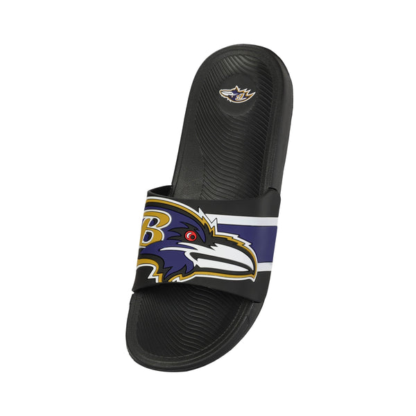 Baltimore Ravens NFL Mens Striped Big Logo Raised Slide