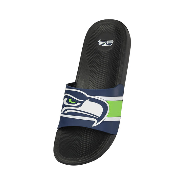 Seattle Seahawks NFL Mens Striped Big Logo Raised Slide