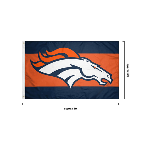 Denver Broncos NFL Big Logo Team Stripe Horizontal Flag