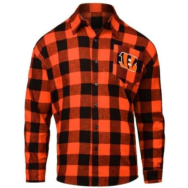 NFL Mens Officially Licensed Long Sleeve Large Check Flannel Shirts
