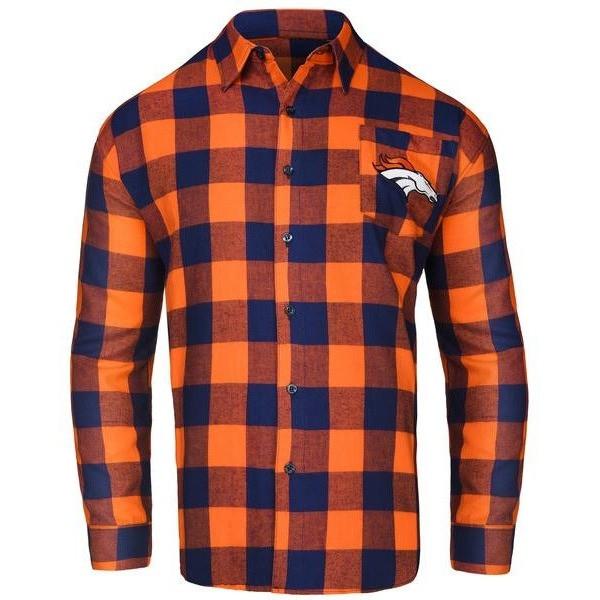 NFL Mens Officially Licensed Long Sleeve Large Check Flannel Shirts