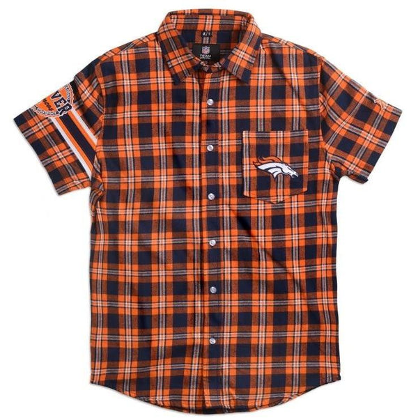 Denver Broncos Wordmark Basic Flannel Shirt - Short Sleeve