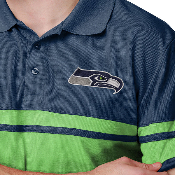 Seattle Seahawks NFL Mens Rugby Stripe Polo Shirt