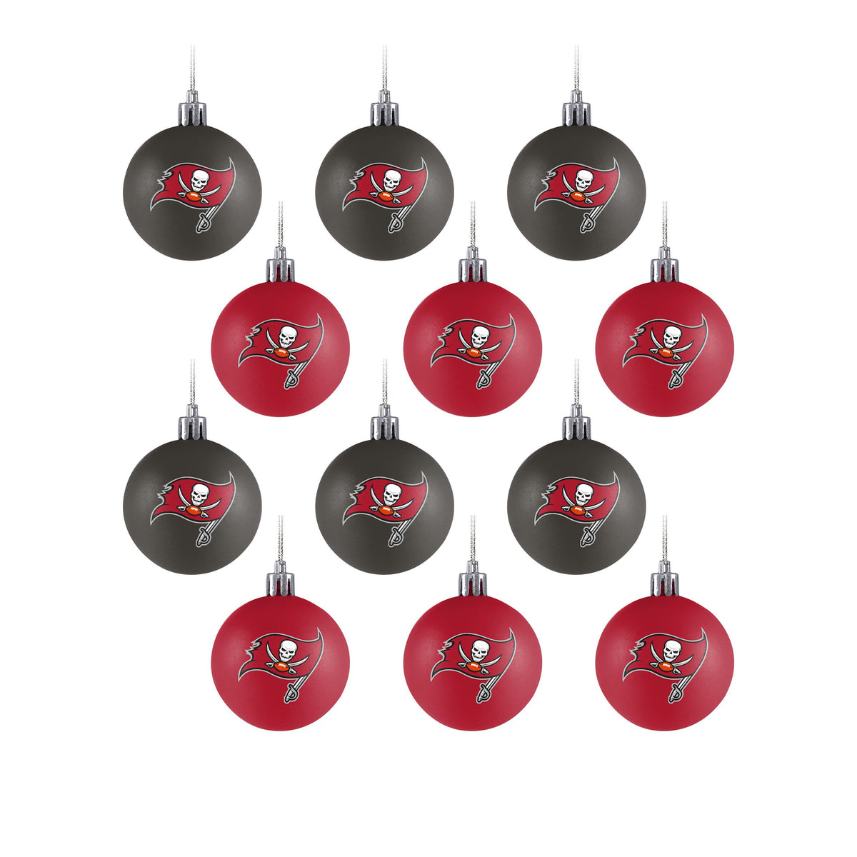 Tampa Bay Buccaneers NFL 12 Pack Plastic Ball Ornament Set