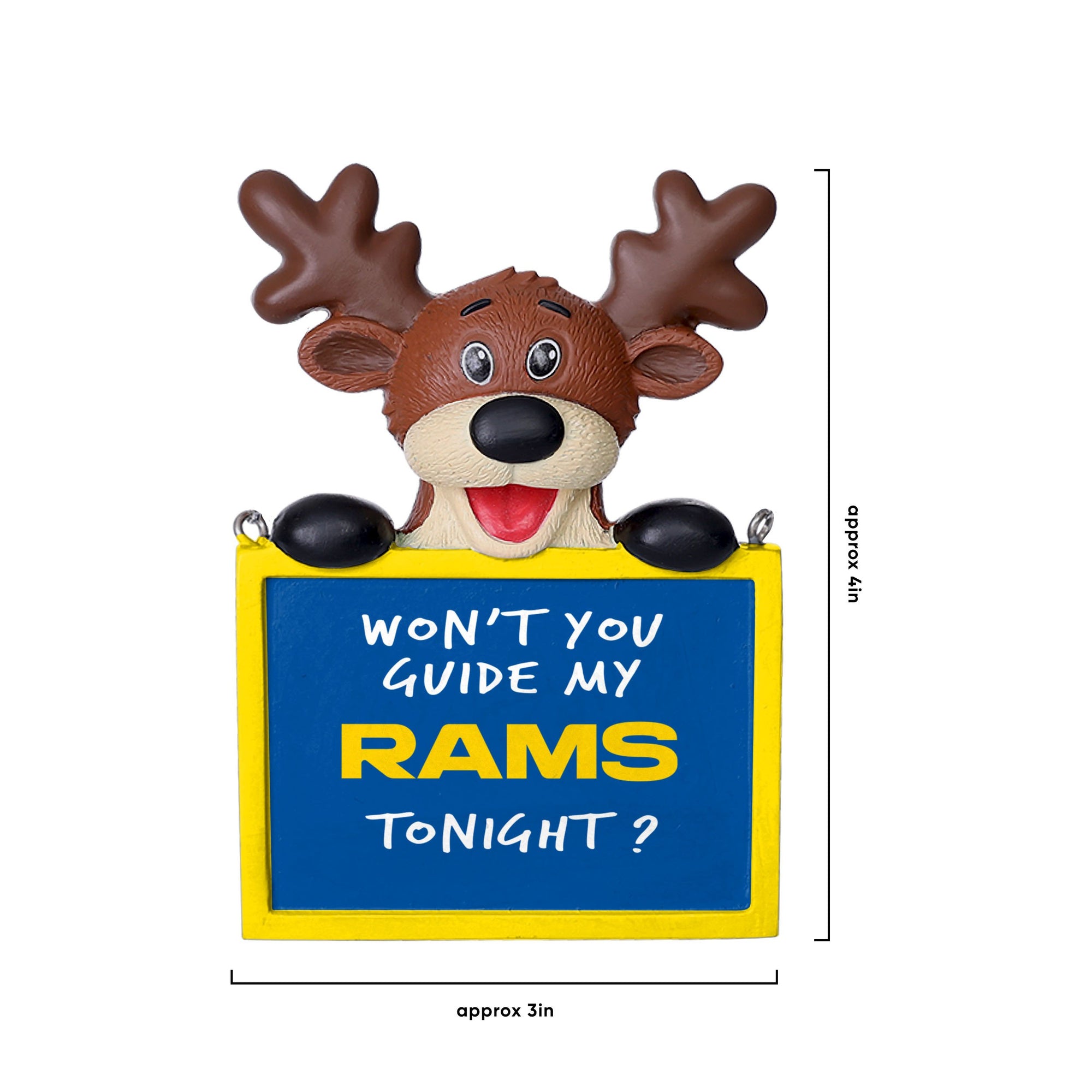 St Louis Rams NFL Team Logo Reindeer With Sign Holiday Tree Ornament