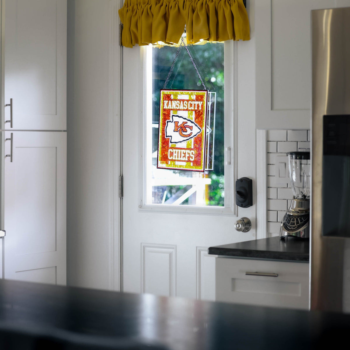 Kansas City Chiefs NFL Team Stripe Stain Glass Sign