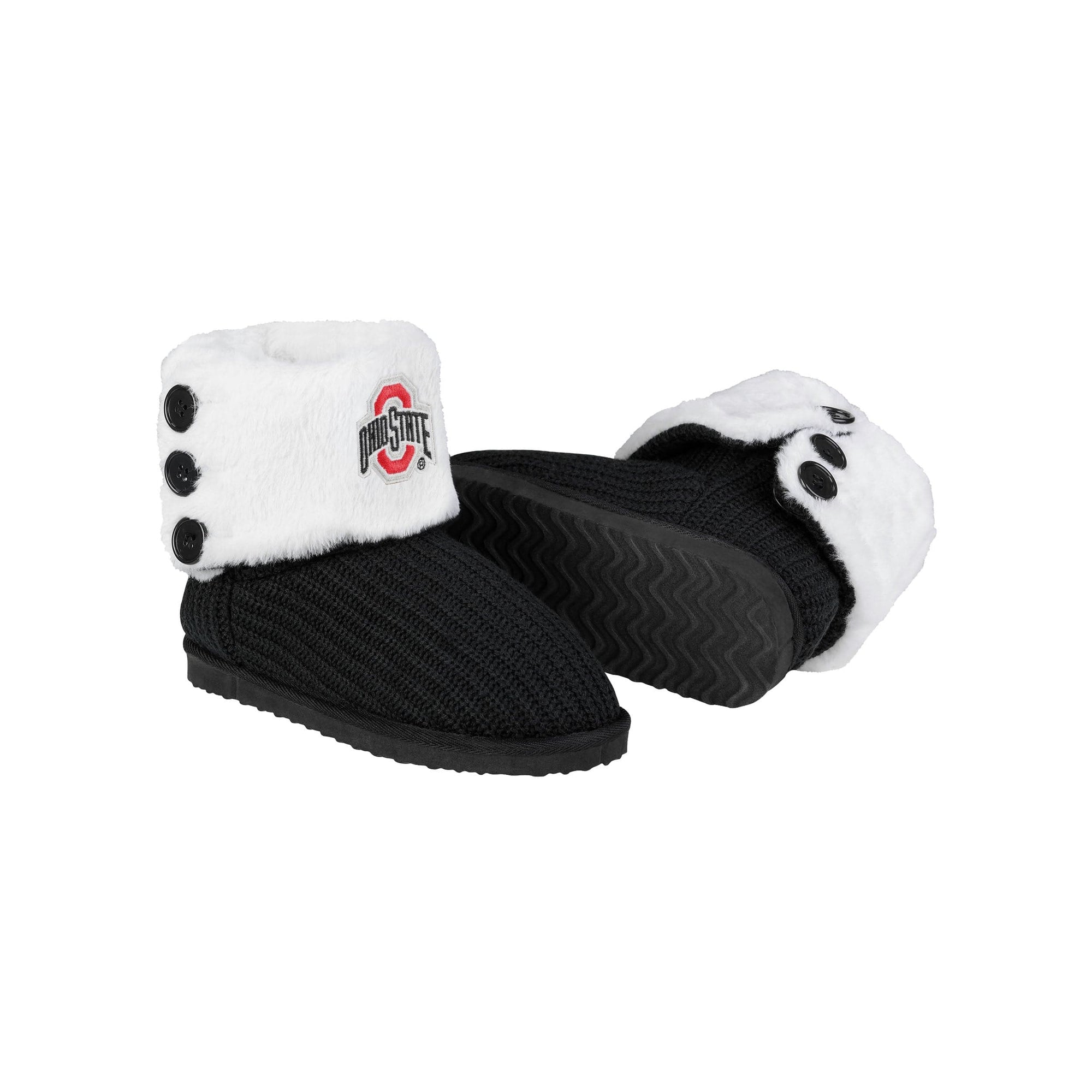 Ohio State Buckeyes NCAA Knit High End Button Boot Slipper