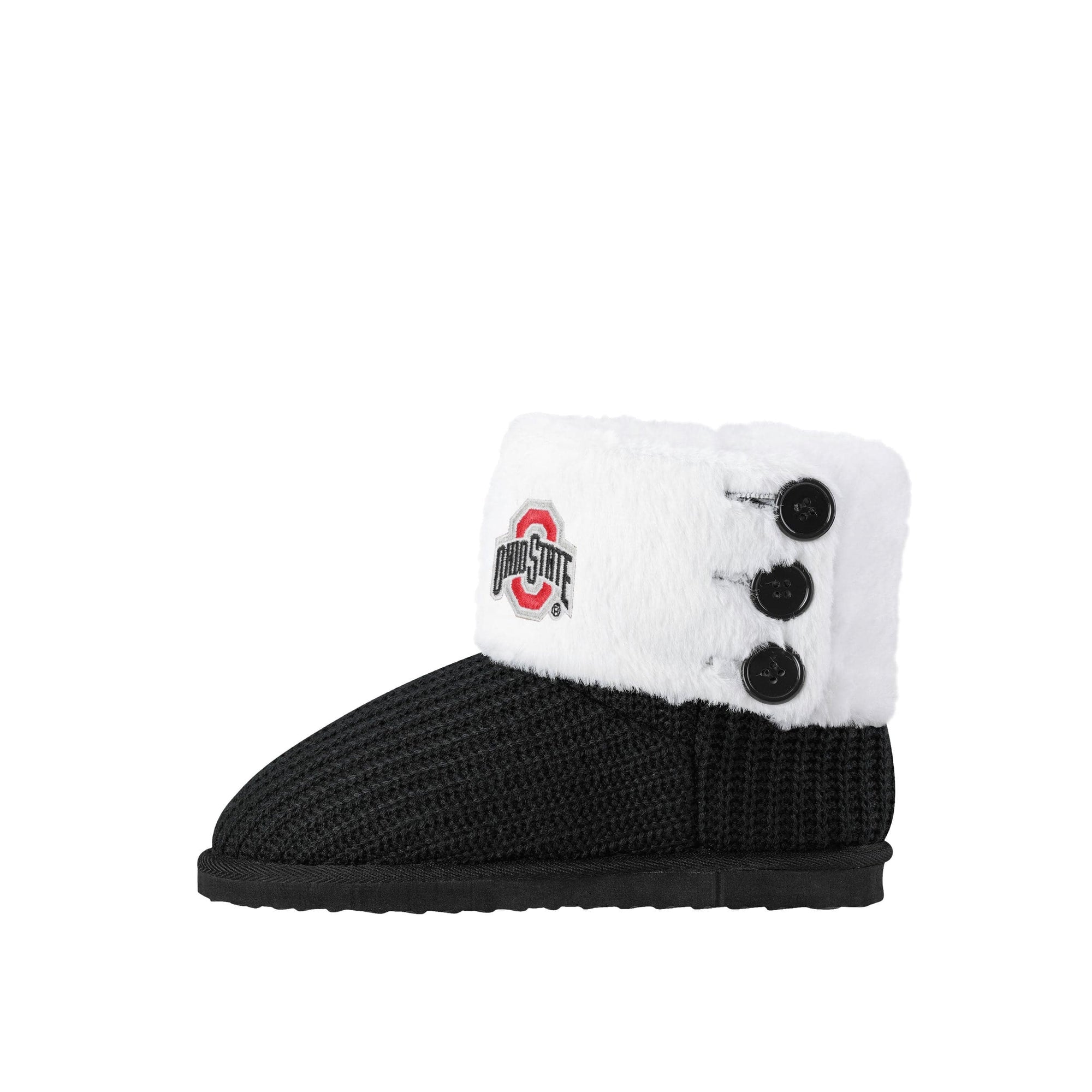 Ohio State Buckeyes NCAA Knit High End Button Boot Slipper