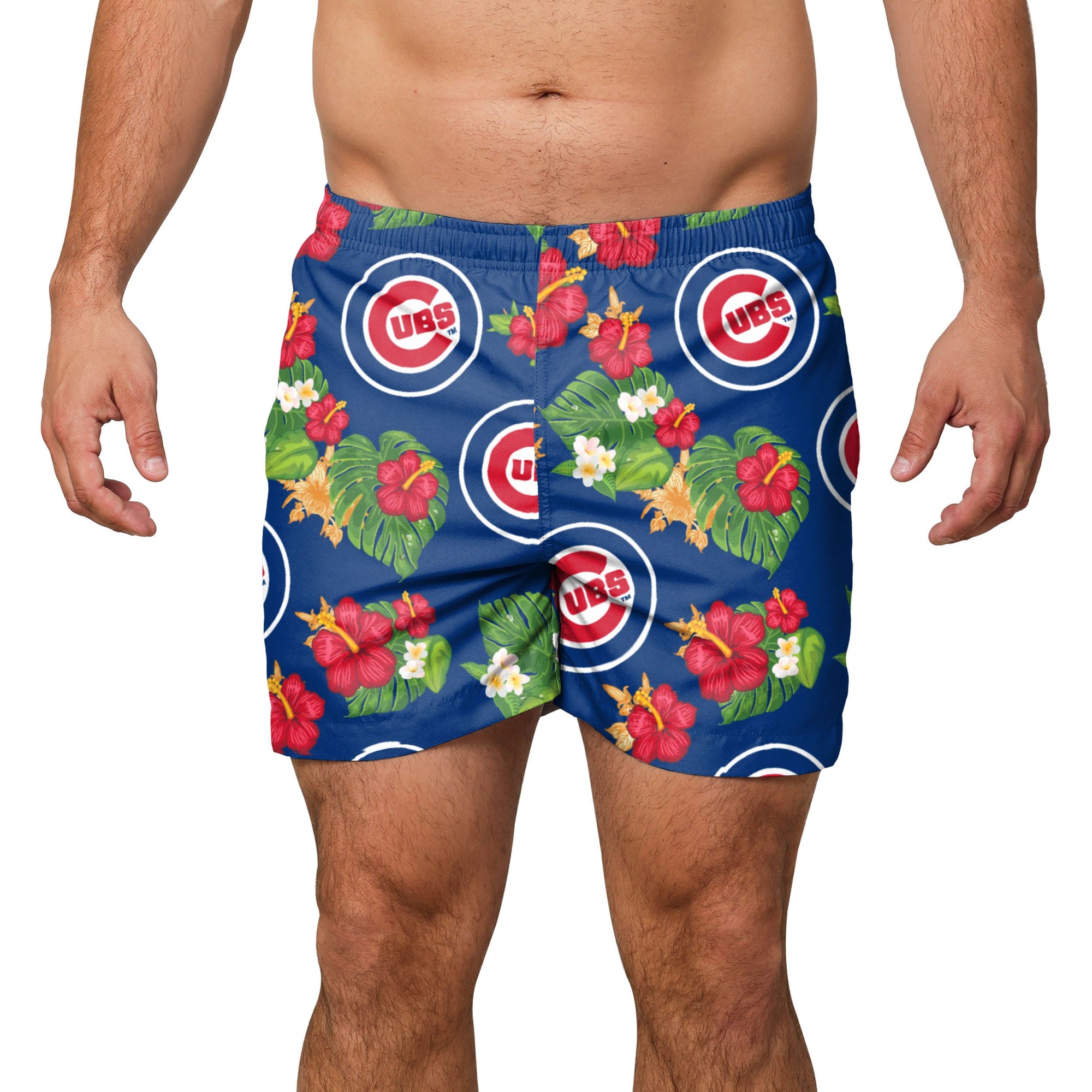 Chicago Cubs MLB Mens Floral Slim Fit 5.5" Swimming Suit Trunks