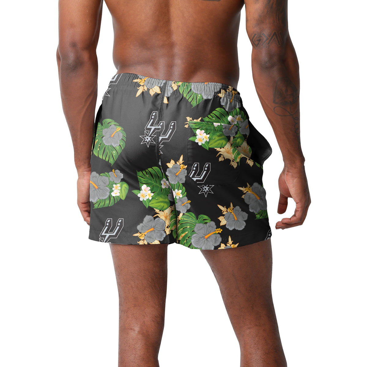 San Antonio Spurs NBA Mens Floral Slim Fit 5.5" Swimming Suit Trunks