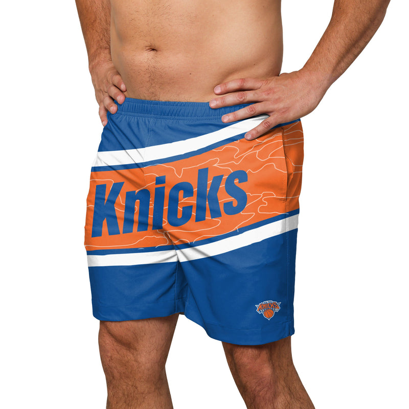 New York Knicks NBA Mens Big Wordmark Swimming Trunks