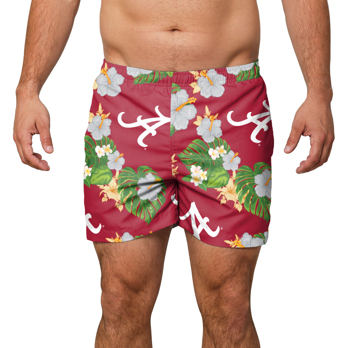 Alabama Crimson Tide NCAA Mens Floral Slim Fit 5.5" Swimming Suit Trun