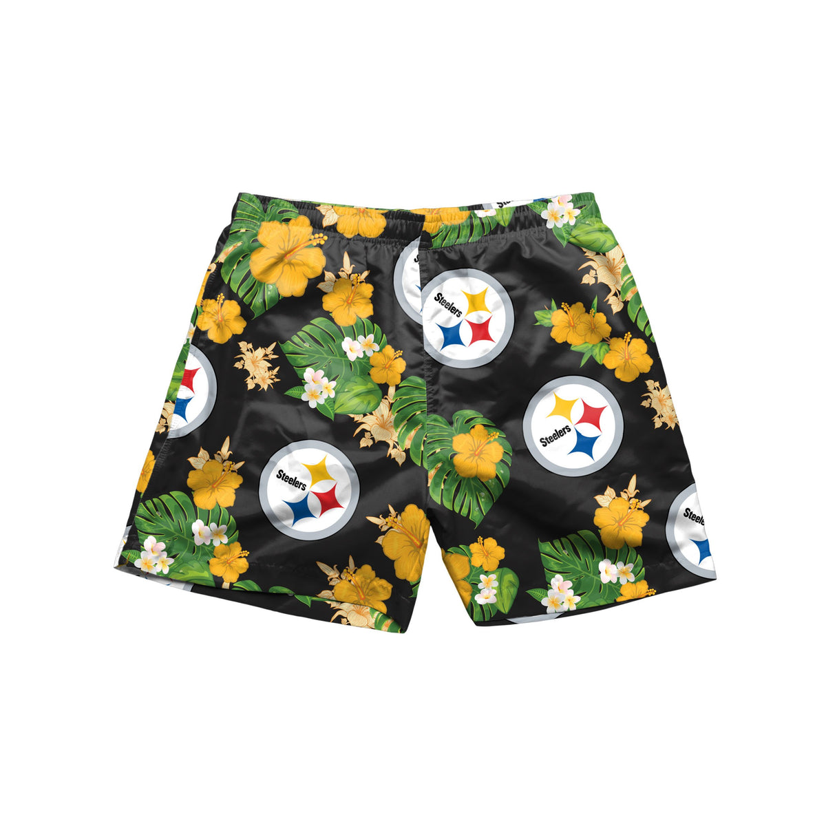 Pittsburgh Steelers NFL Mens Floral Slim Fit 5.5" Swimming Suit Trunks