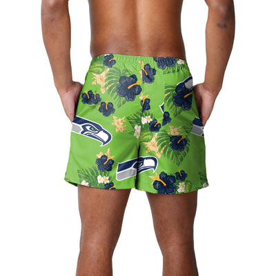 Seattle Seahawks NFL Mens Floral Slim Fit 5.5" Swimming Suit Trunks