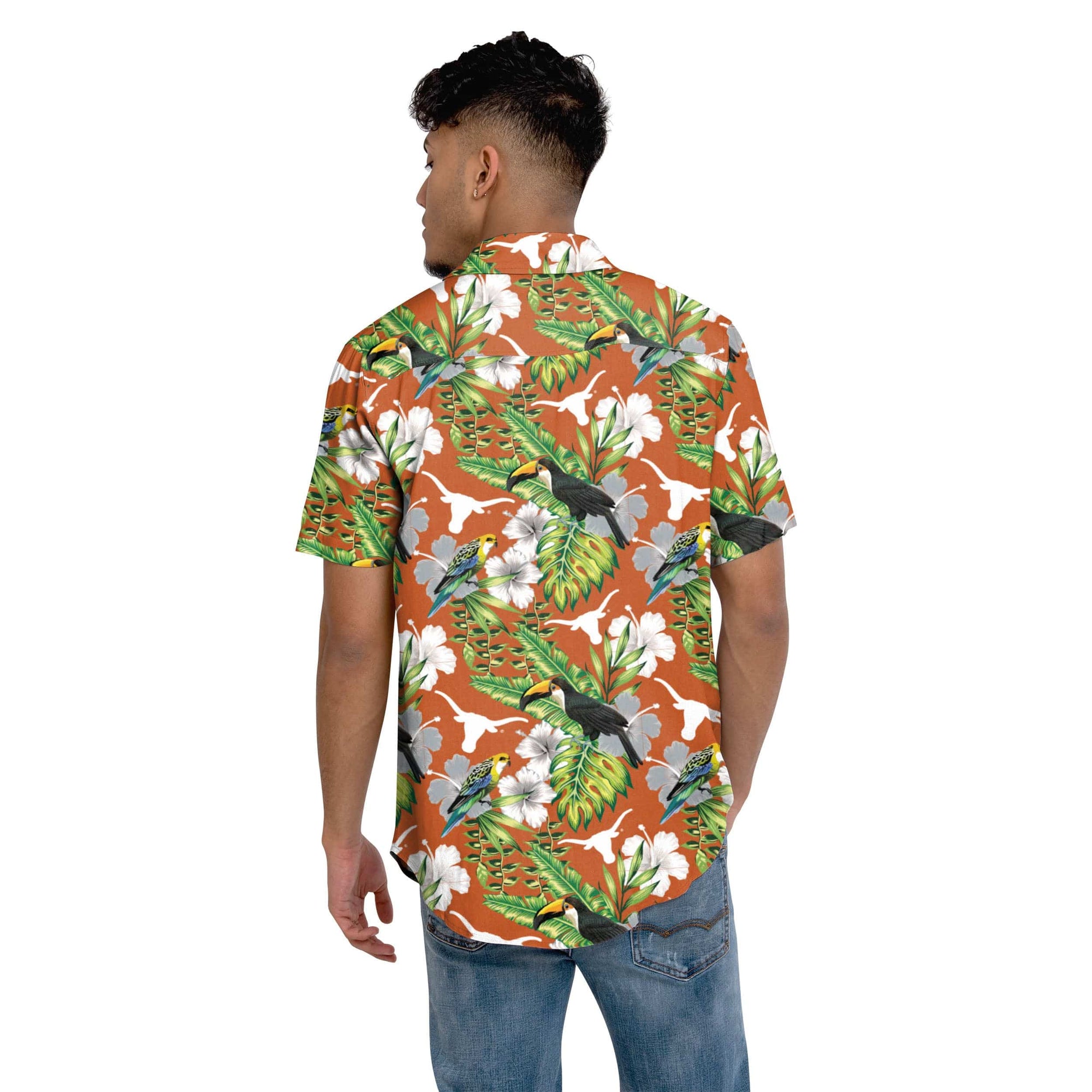 Texas Longhorns NCAA Mens Floral Button Up Shirt